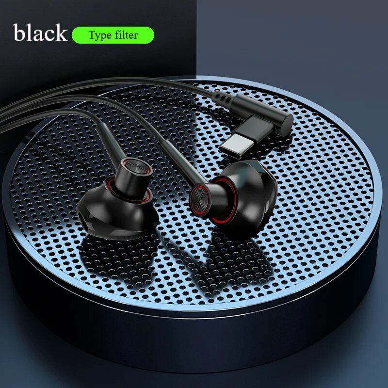 Проводные наушники Type C Black с микрофоном HiFi