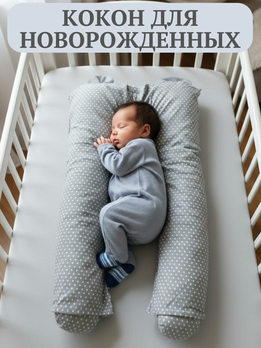 Кокон для новорожденных гнездышко ортопедическая подушка 0+