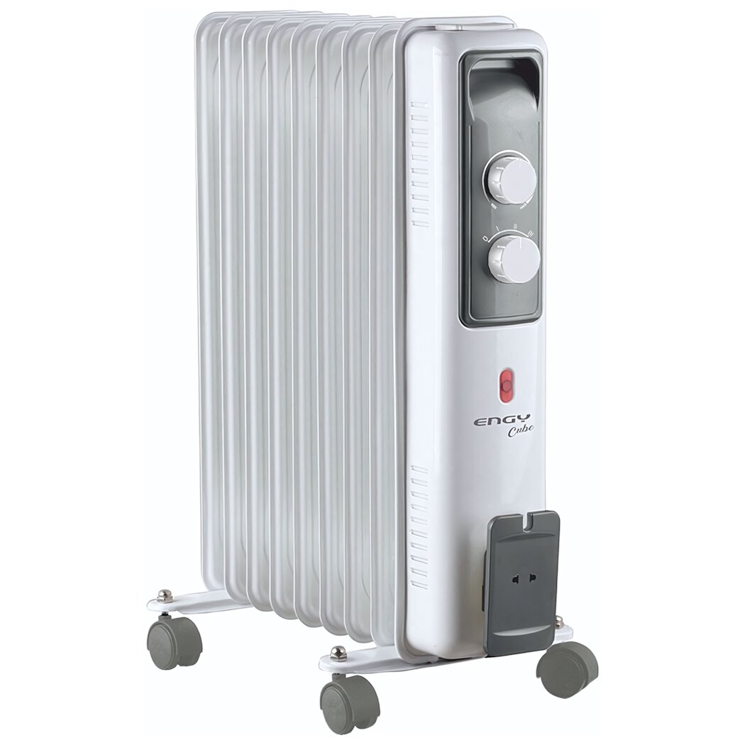Радиатор масляный "ENGY Cube" 9 секций, металл, 2000Вт, белый/серый, мобильный, терморегулятор