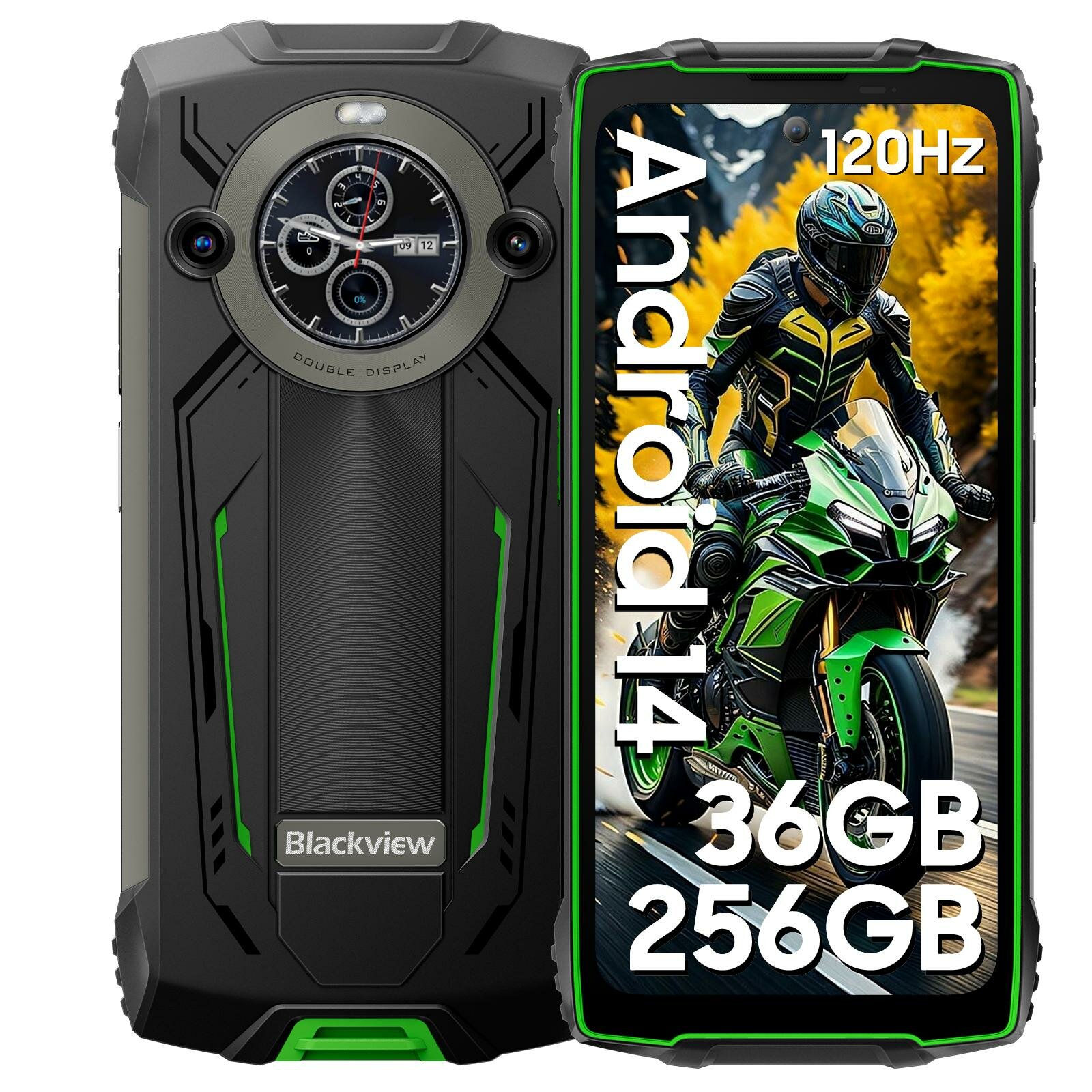 Защищенный смартфон Blackview BV8200 Green, ip69, прожектор 170Lum, 12+12/256 ГБ, 8800mAh, 120Гц, Гарантия год