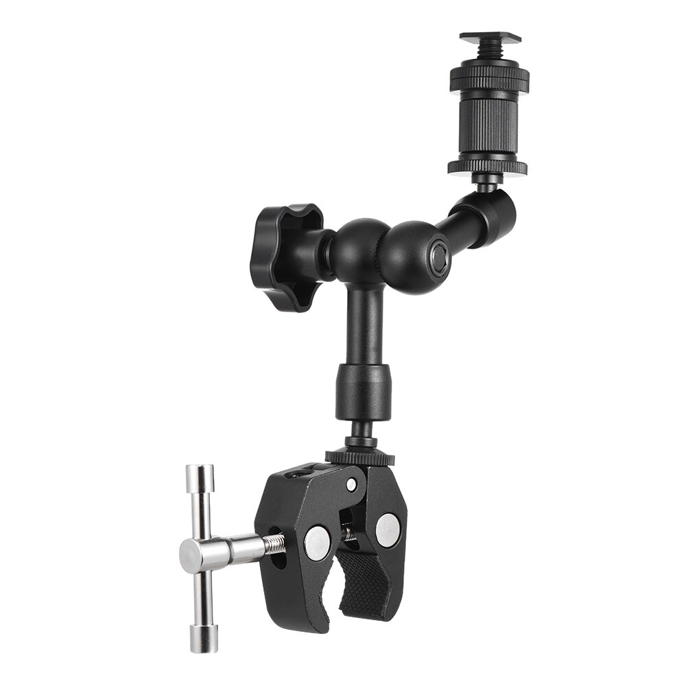 7-дюймовый фрикционный рычаг с суперклеем и креплением, регулируемый шарнирный рычаг,-скрепка для монитора в полевых условиях, светодиодной лампы, вспышки, микрофона, длина 17.5 см макс, 13 см мин, максимальное открытие креплением 5.4 см, металл, вес