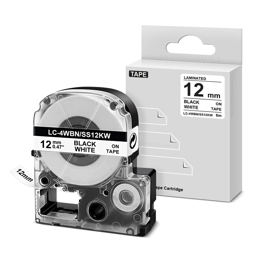 Лента для этикеток LC-4WBN/SS12KW 12 мм Black on White