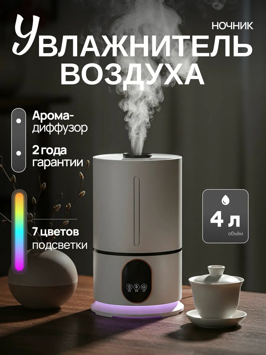 Увлажнитель воздуха для дома бесшумный с аромадиффузором