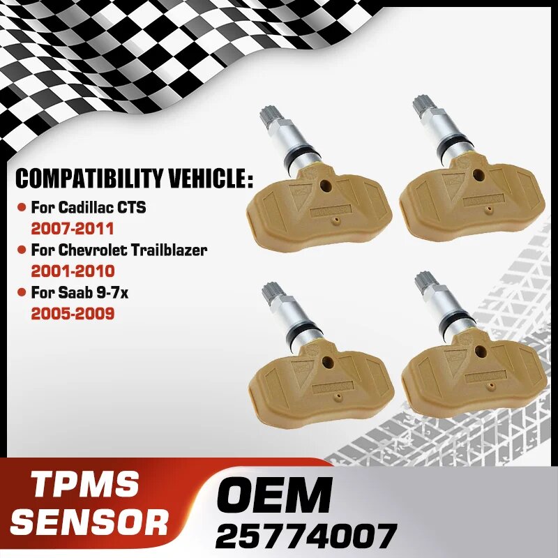 1/4 шт. датчик контроля давления в шинах TPMS для Cadillac CTS 2007-2011 Chevrolet Trailblazer 4 PCS