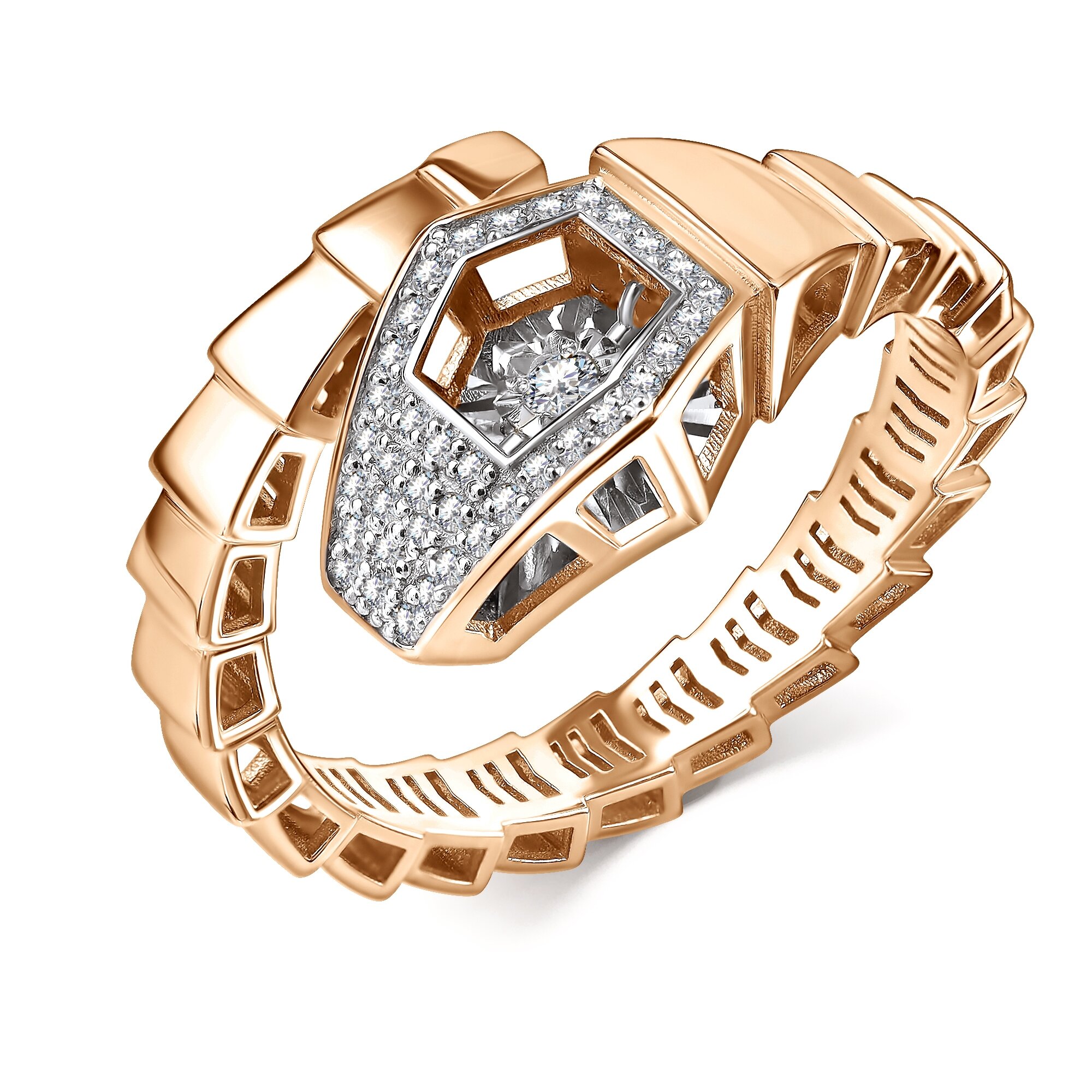 Кольцо, красное золото, 585 проба, бриллиант