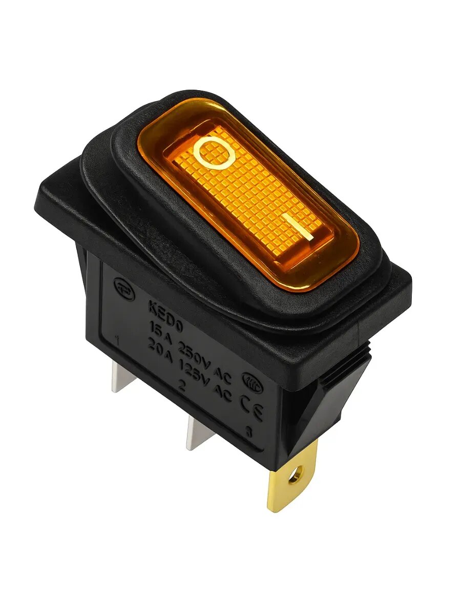 Кнопка выключателя клавишный прямоугольный 250V/15A (3C)