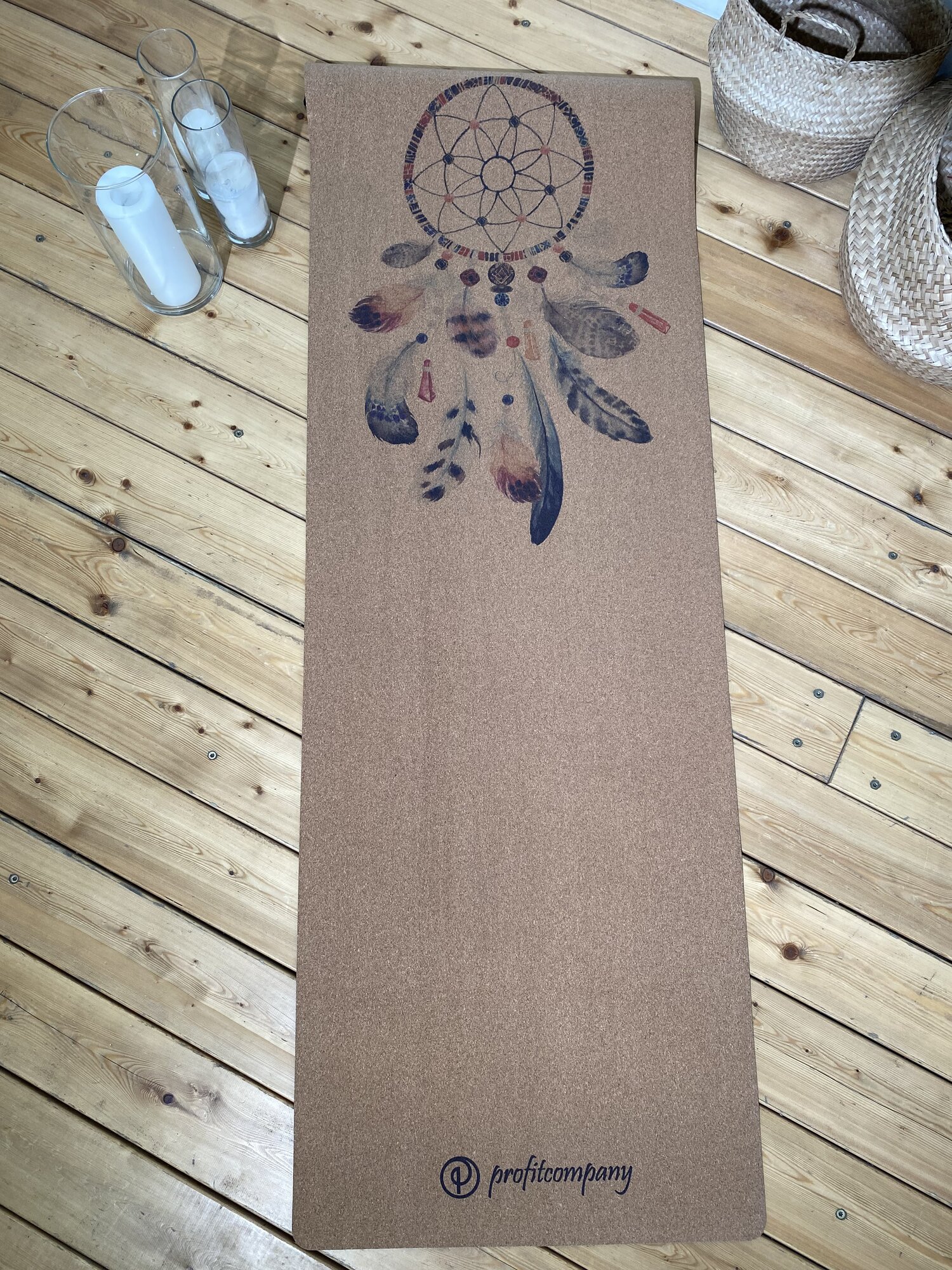 Дизайнерский пробковый эко-коврик премиум класса, Profitcompany, Ловец снов каучук пробка, 183*61*0,4 см