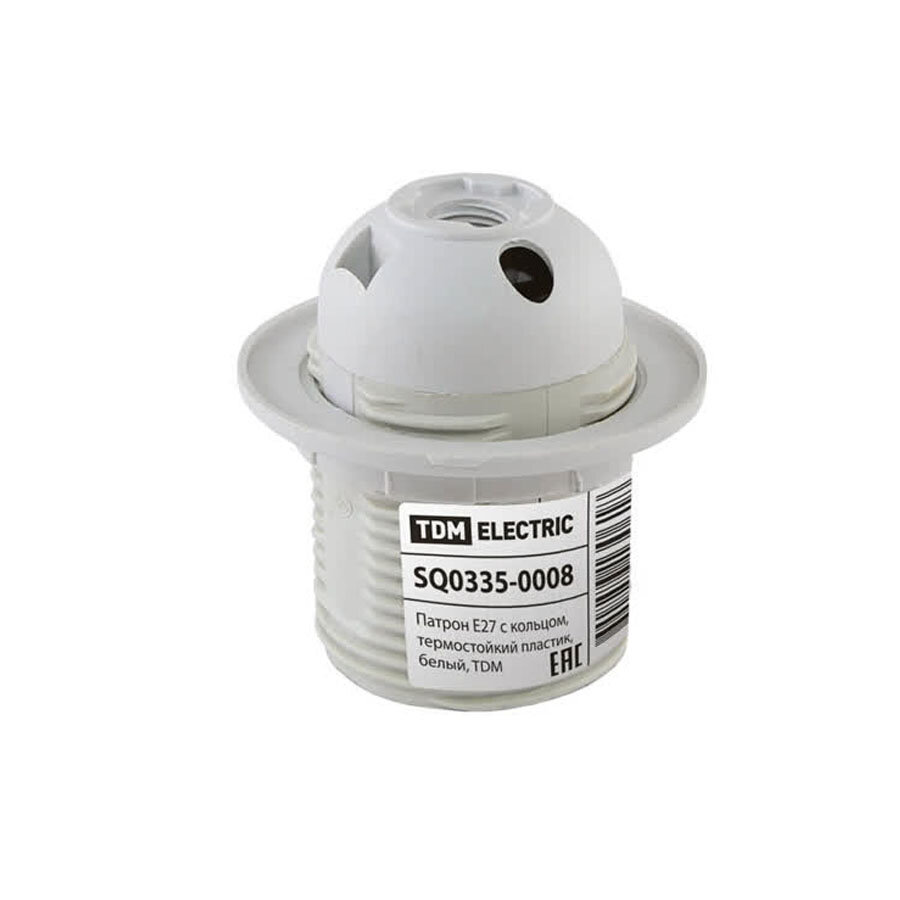 Набор Патрон Е27 с кольцом, термостойкий пластик, белый, TDM {SQ0335-0008} (2 шт)
