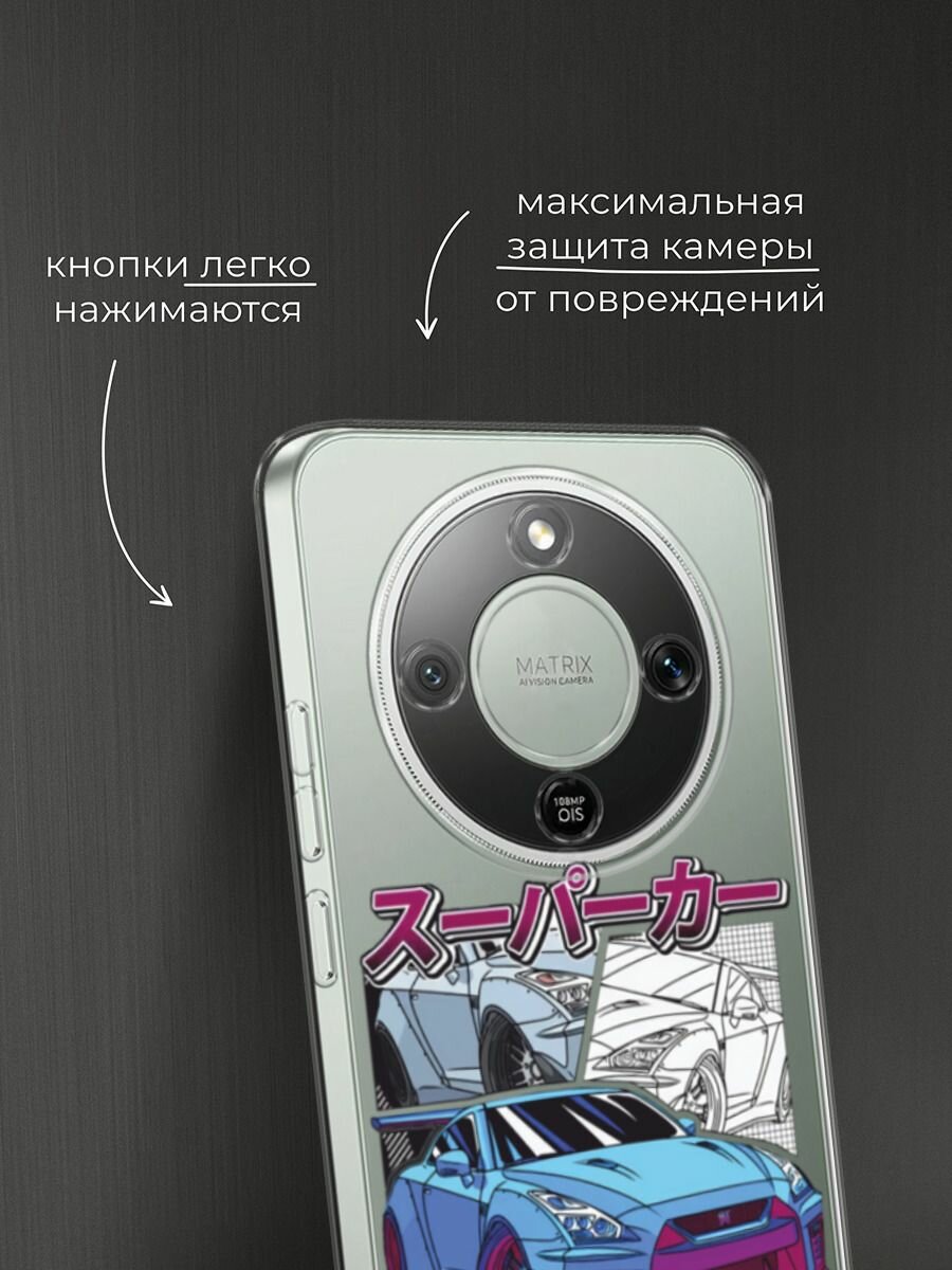 Чехол на Honor X9d / Хонор X9d с принтом JDM коллаж, прозрачный — фото 1