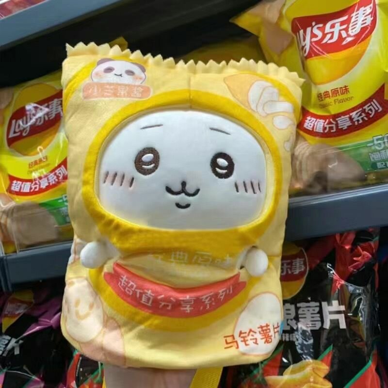 Плюшевая игрушка Chiikawa Очаровательный плюшевый мишка Усачи с сумкой чипсов