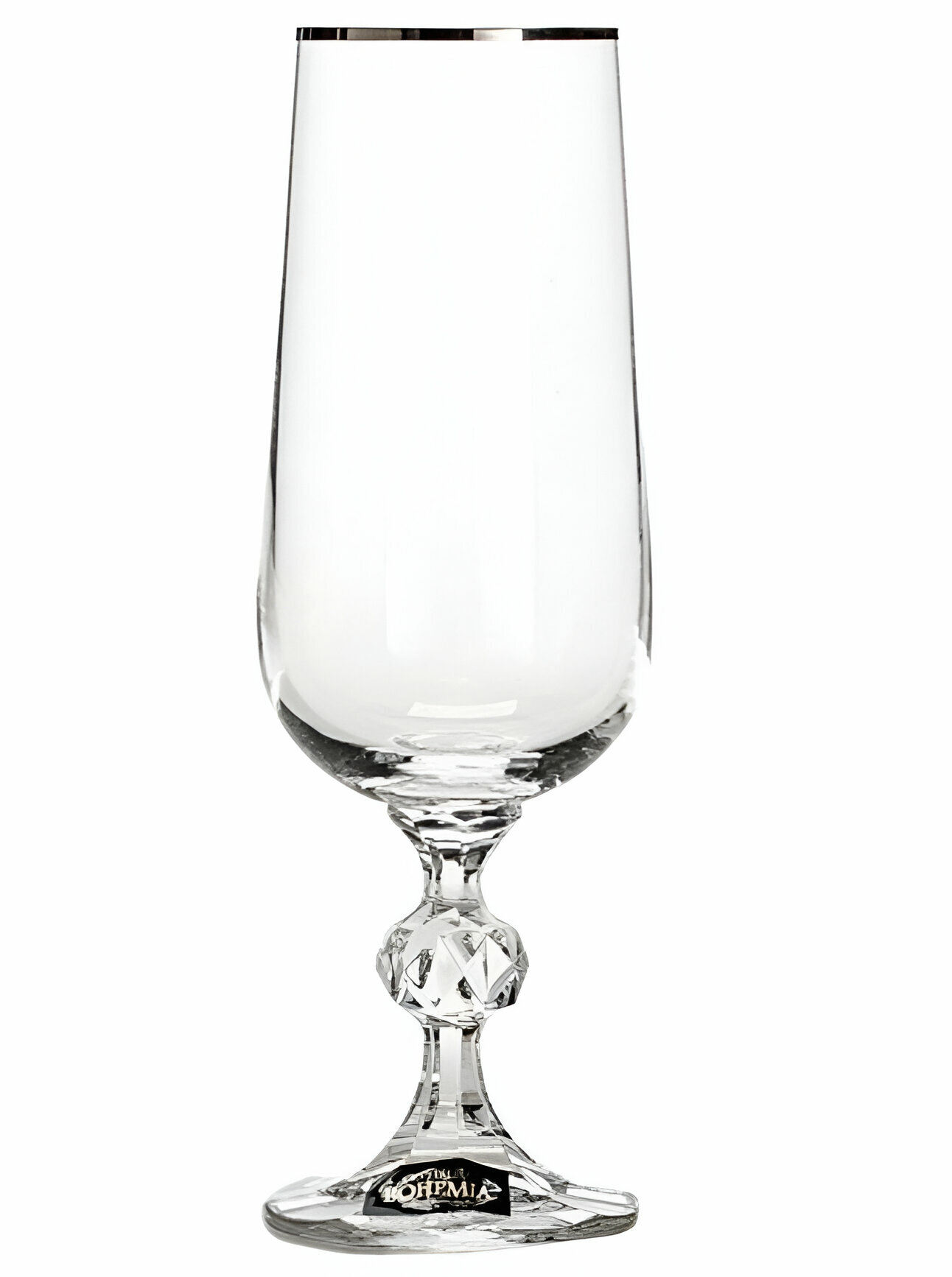 Бокалы для шампанского 180 мл 6 шт Crystalite Bohemia "Клаудия /Отводка платина"