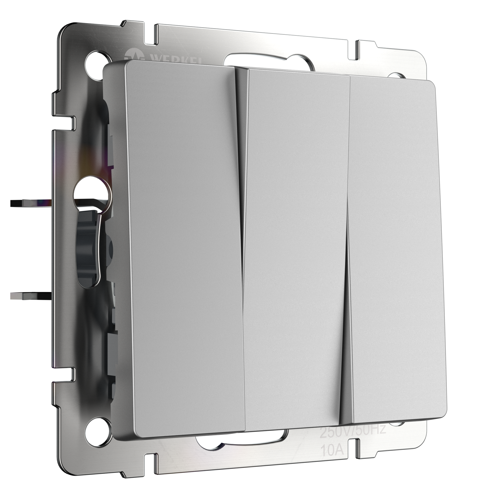 Встраиваемый выключатель трехклавишный Werkel W1130006, серебряный