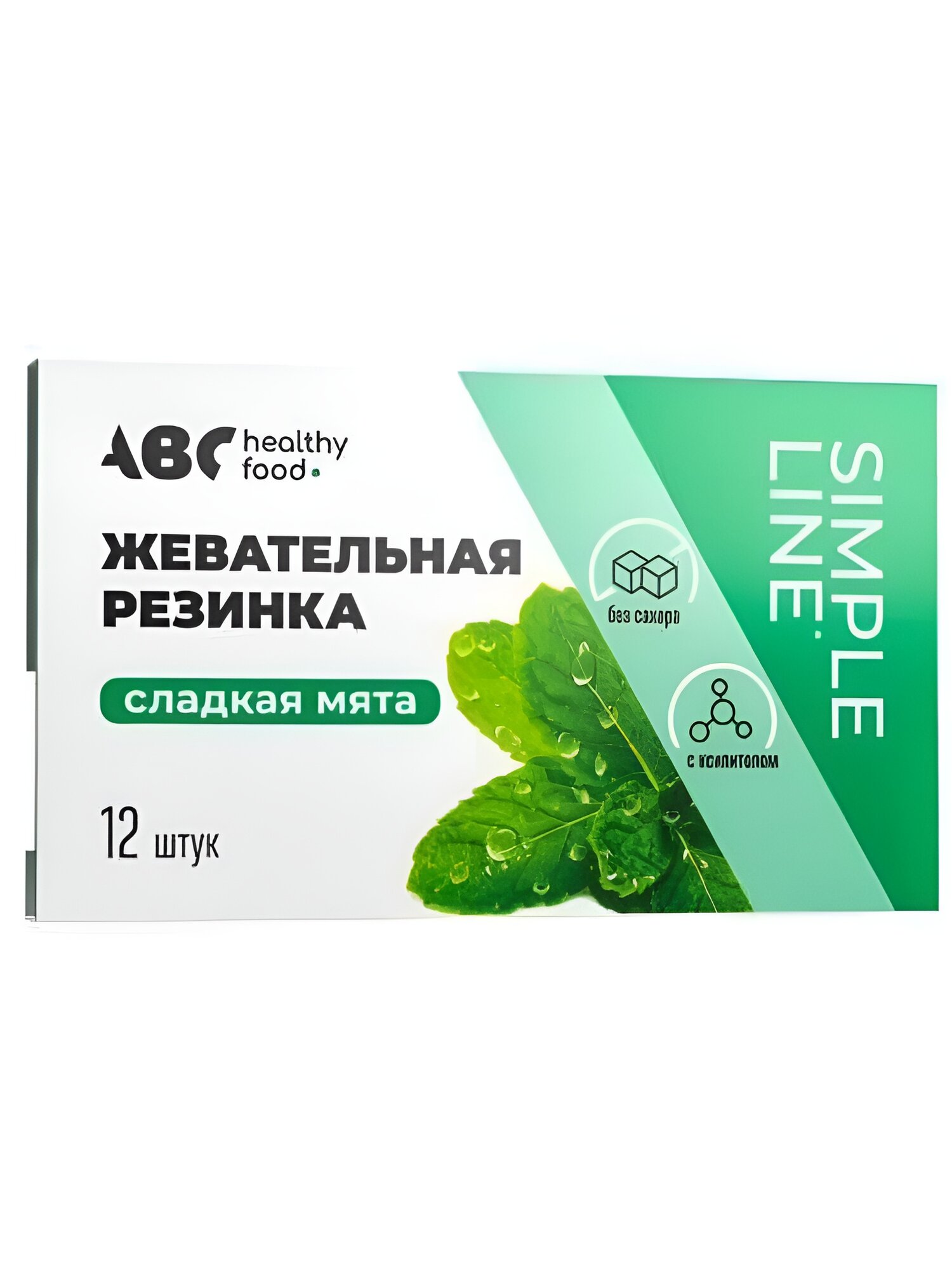 Жевательная резинка "ABC Healthy Food", без сахара, сладкая мята, 12 шт.