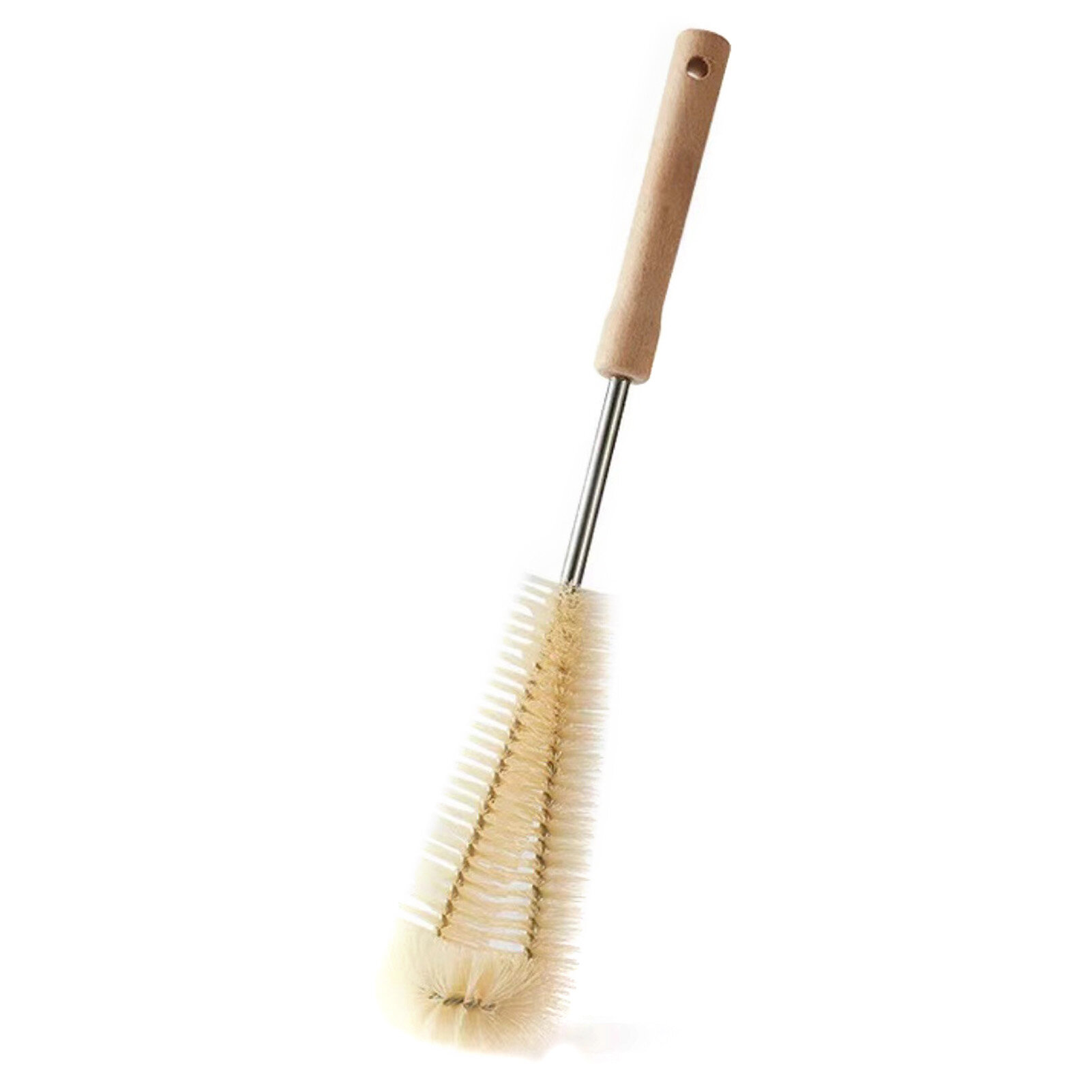 1PC Кисточка для мойки бутылок с длинной деревянной ручкой для чистки бутылок, чашек, вакуумных бутылок, чайников, ваз, спортивных бутылок, фляг | Размеры XS/S/M/L (по выбору), Материал: Сталь нержавеющая 304+Нейлон+Дерево, Размеры XS:31.7*5см,