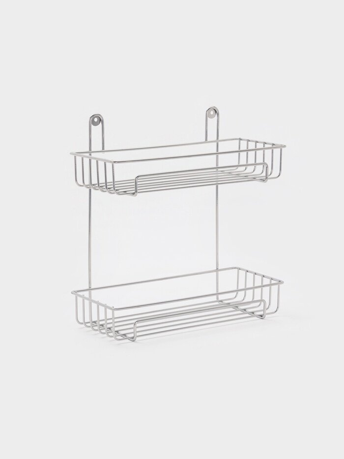 Полка для ванной прямоугольная, 2-х ярусная, 29×12.5×30 см, хром
