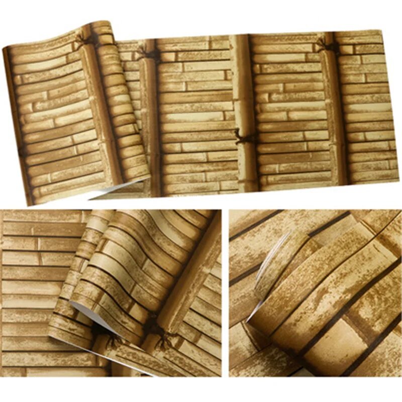 Ретро Китайский Стиль 3D Трехмерное Моделирование Бамбуковый Коврик Обои Характеристика Ресторан Учеба Магазин Одежды Украшение Дома ПВХ Водонепроницаемые Наклейки На Стены