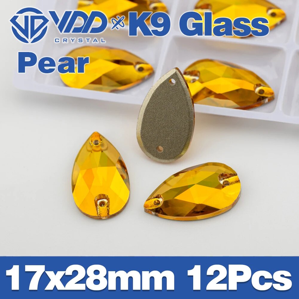 Стеклянные стразы Pear, 17x28 мм, 12 шт