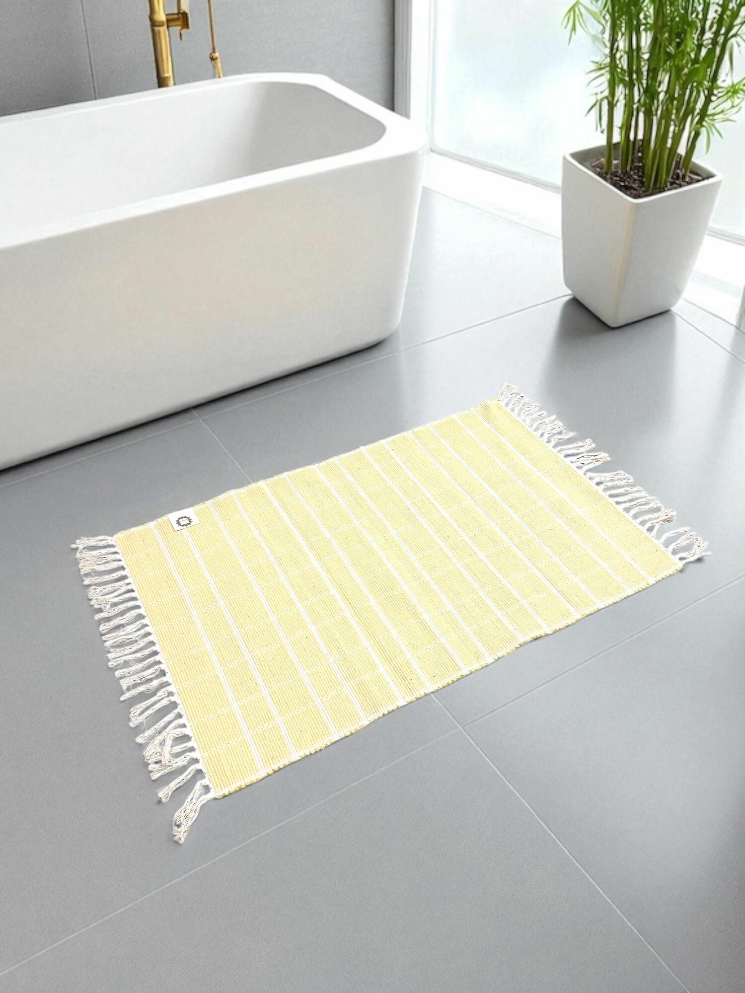 Коврик хлопковый SHEKHOR 60х90 см для ванной комнаты светло-желтый SGP-010