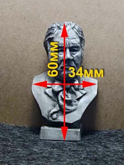 Бюст Крылова из камня BK560P. Высота 60мм. Высокая детализация. Патина. Тяжелый и холодный