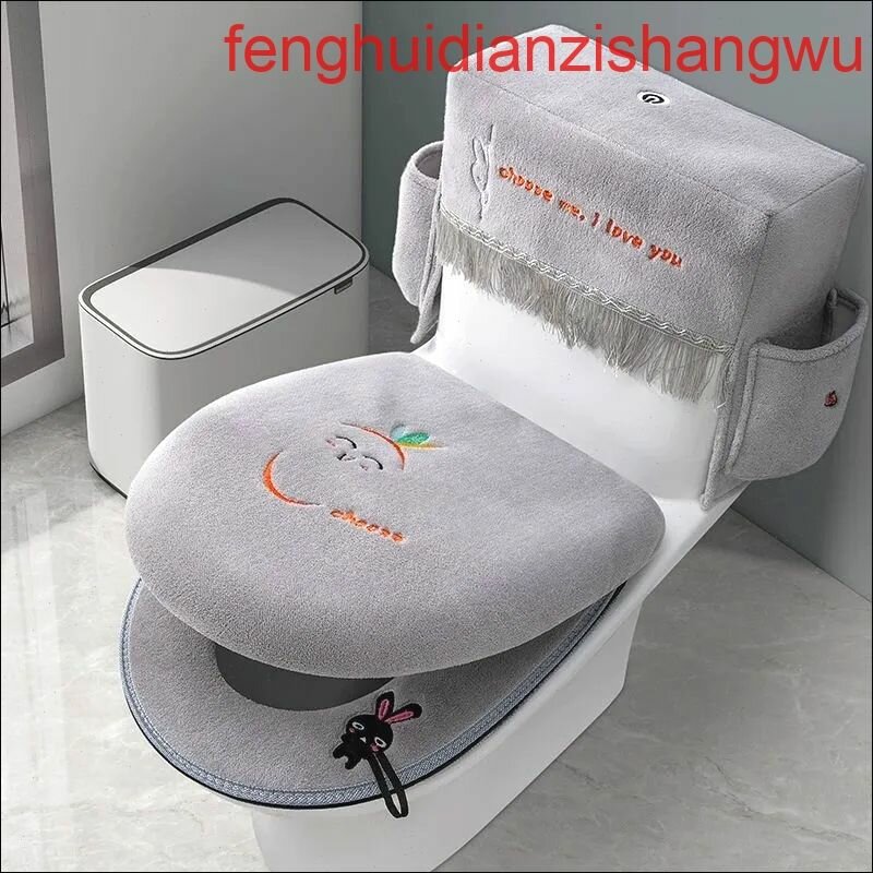 Комплект мягкого чехла на унитаз 3в1, теплое сидение на стульчак на молнии, накладка крышки унитаза, накладка на бачок.