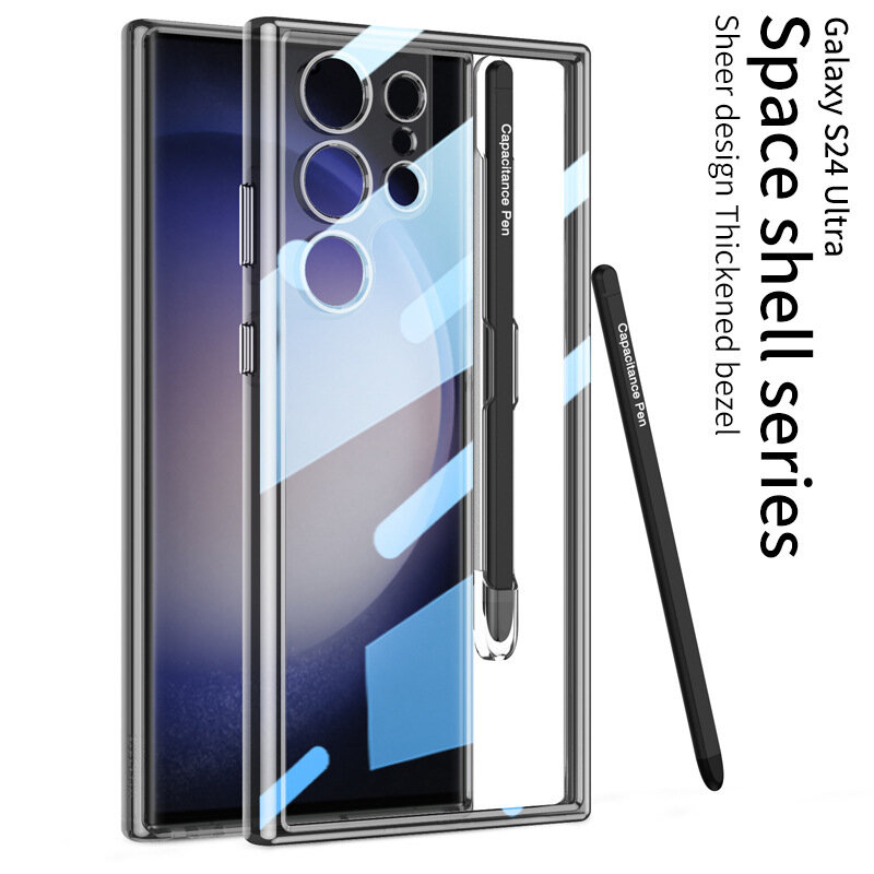 Ультратонкий черный прозрачный чехол с встроенным стилусом для Samsung Galaxy S24