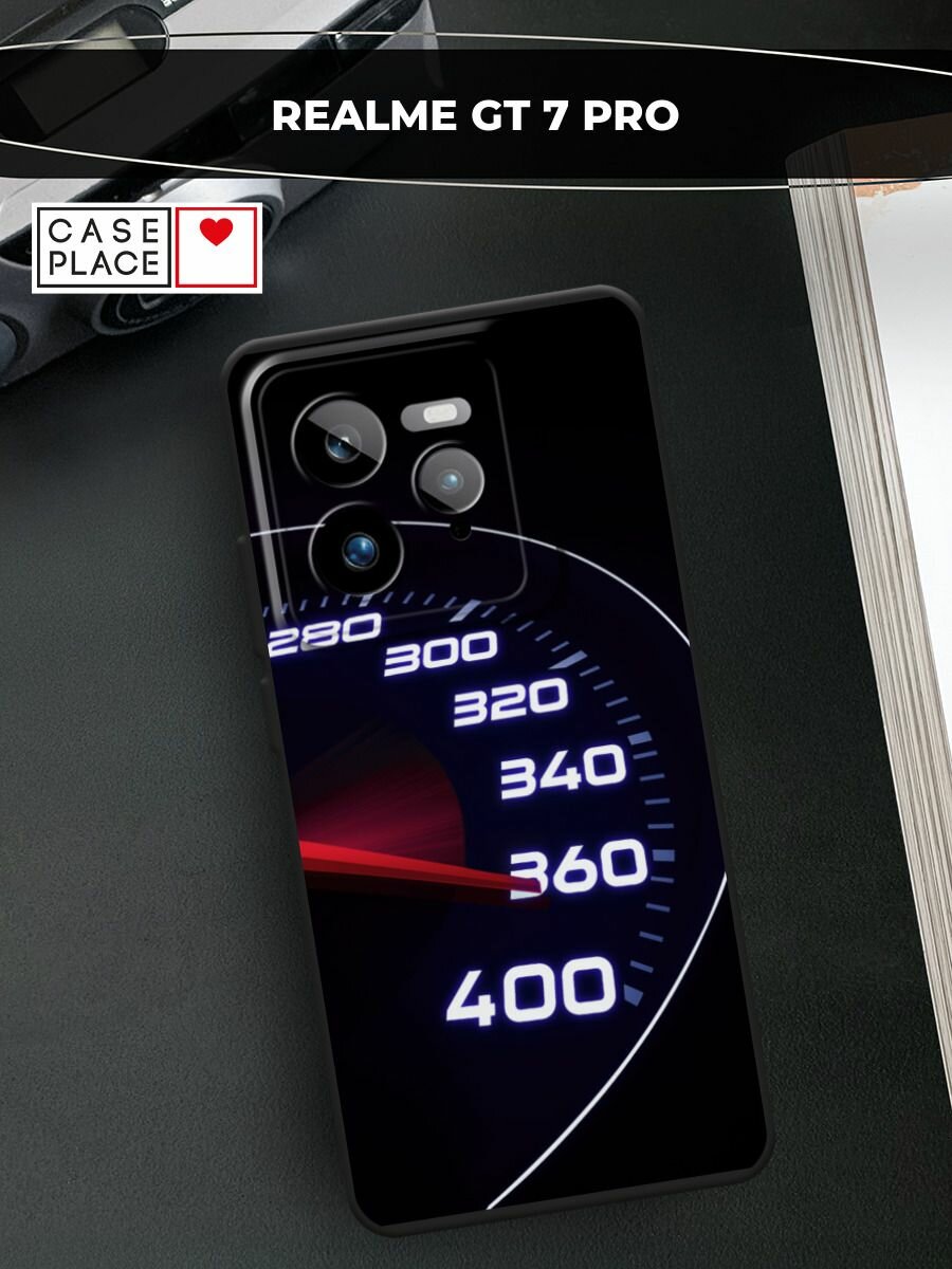 Черный матовый чехол на Realme GT 7 Pro / Реалми GT 7 Про с принтом Скорость 360