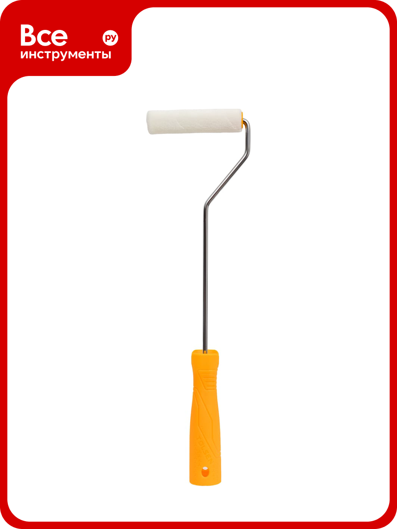 Валик малярный TOLSEN с ручкой, 100 мм, ворс 4 мм, полиакрил, Ø ручки 5.7 мм 40091