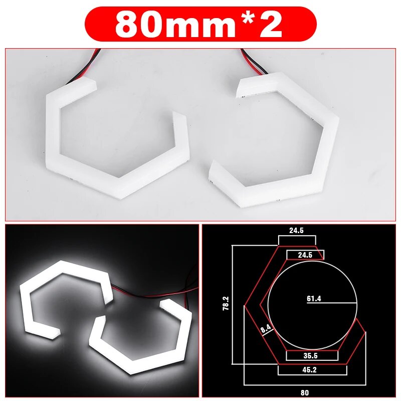 Светодиодные модернизированные ходовые огни Angel Eyes для фар, проектора, белые DRL, 80mm White