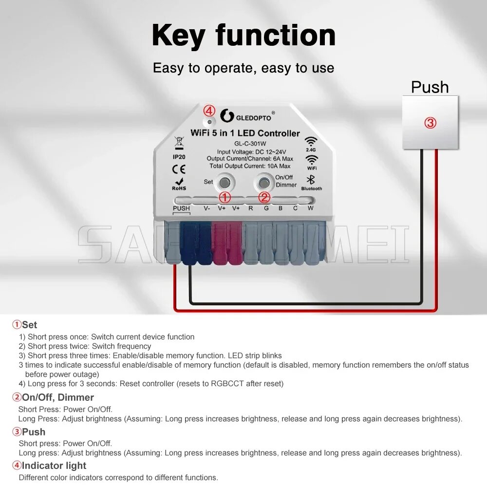 RGB-контроллер GLEDOPTO GL-C-301W/201W GL-C-301W