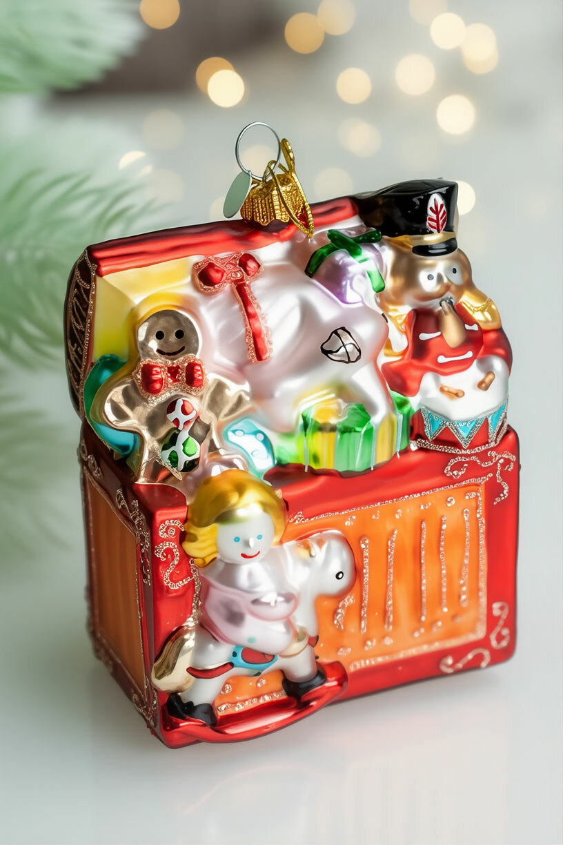 Ёлочная игрушка сундучок С подарками, стекло, 10 см, Винтер Деко (Winter Deco) 4060451-wd