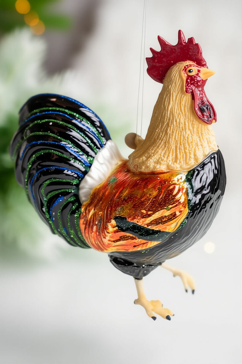 Ёлочная игрушка голосистый петушок, стекло, 13 см, Winter Deco 4060486-wd