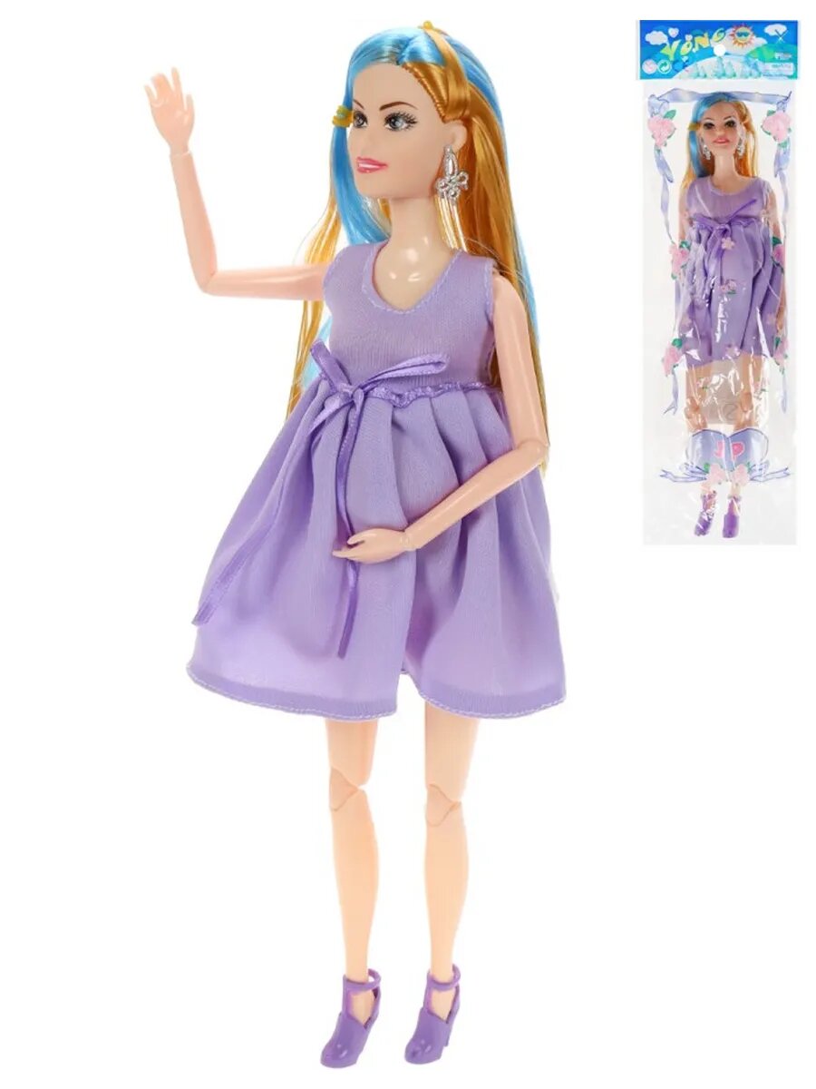 Беременная кукла (29см), в наборе с пупсом, микс, в пакете