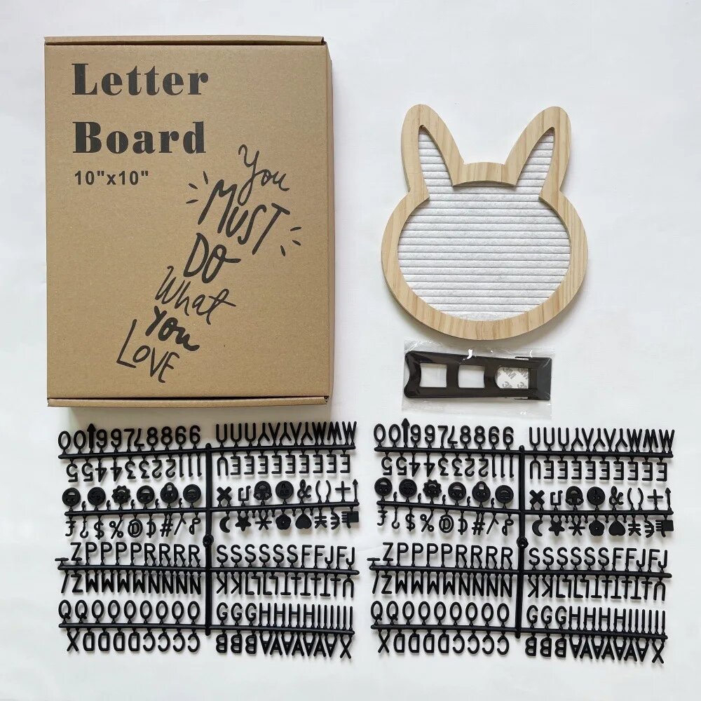Деревянная фетровая доска для писем в форме головы кролика white
