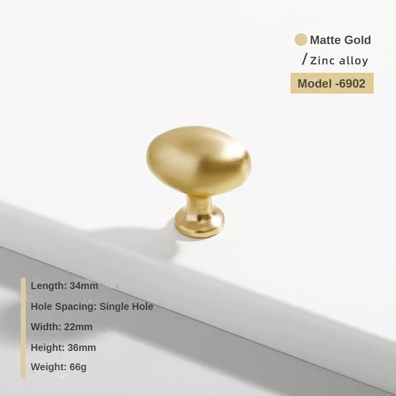 Ручка для шкафа Matte Gold, Model-6902, 34x22x36 мм