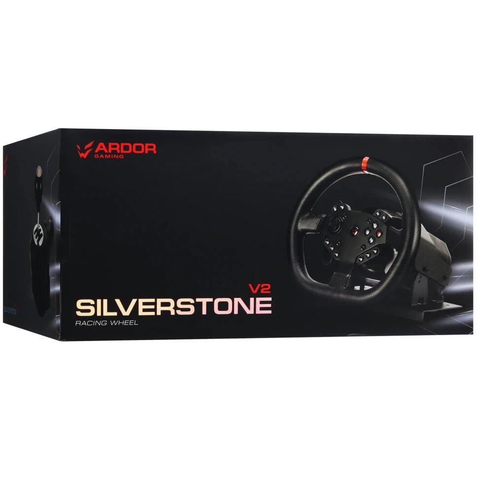 Руль ARDOR GAMING Silverstone V2, Виброотдача, D-Pad, черный/красный