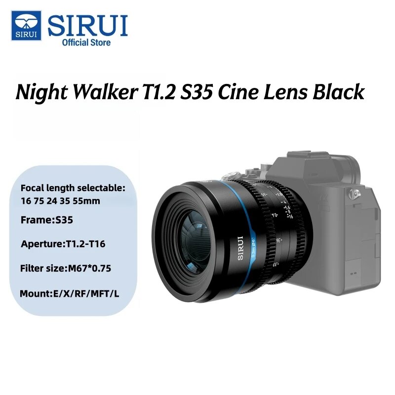 SIRUI Night Walker T1.2 S35 Объектив 16/24/35/55/75 мм 24mm, М4/3, Black