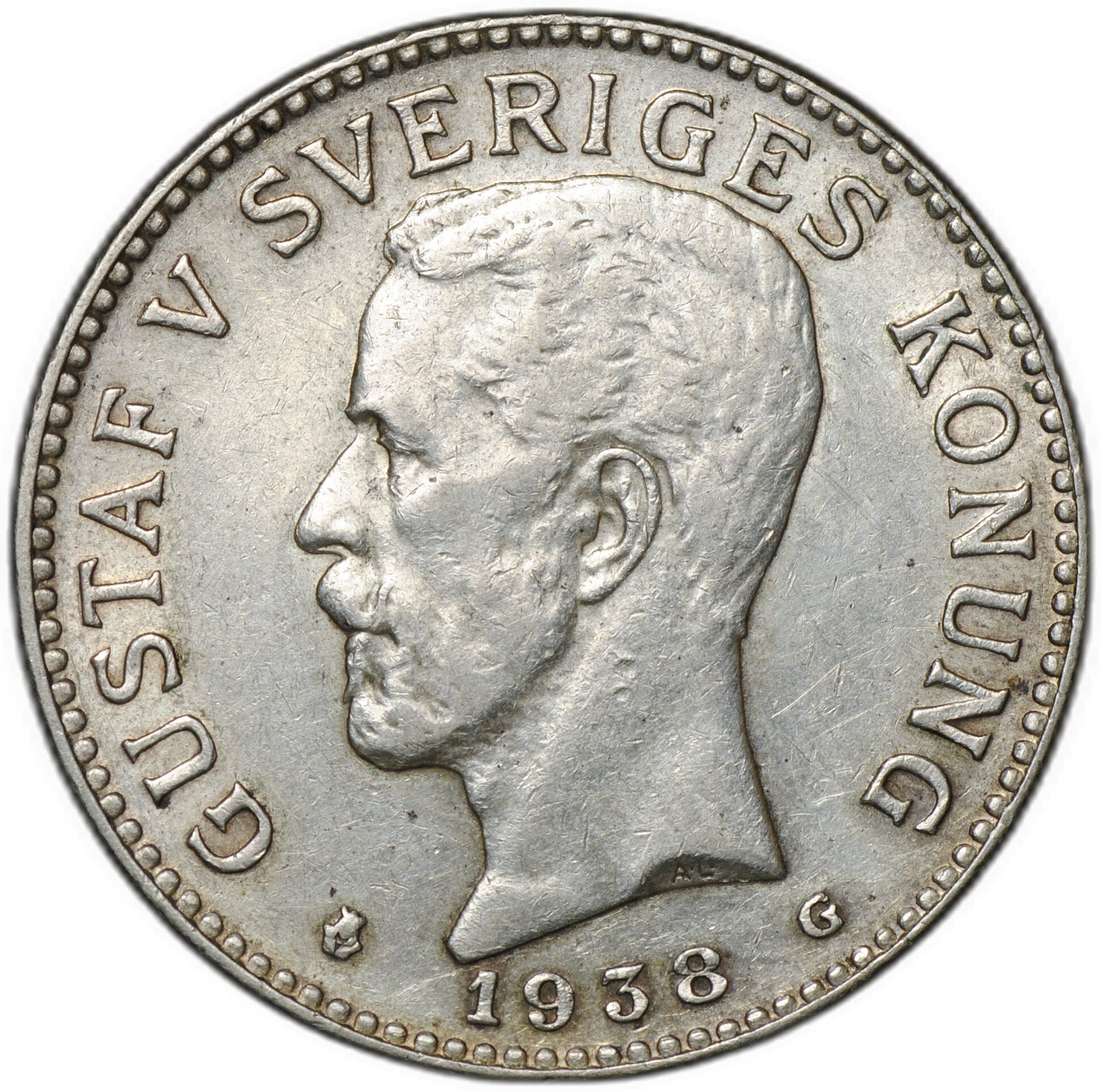 Монета 2 кроны 1938 G Швеция