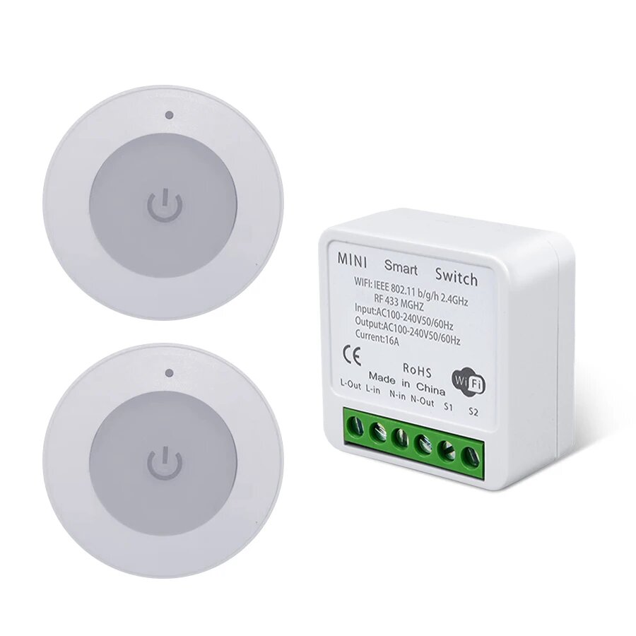 Выключатель умный Wi-Fi + RF, 433 МГц, 1 Switch 2 remotes