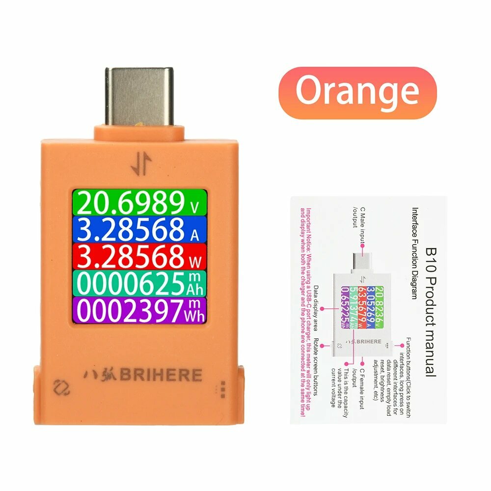 Тестер питания Type-C Gaqqee Orange