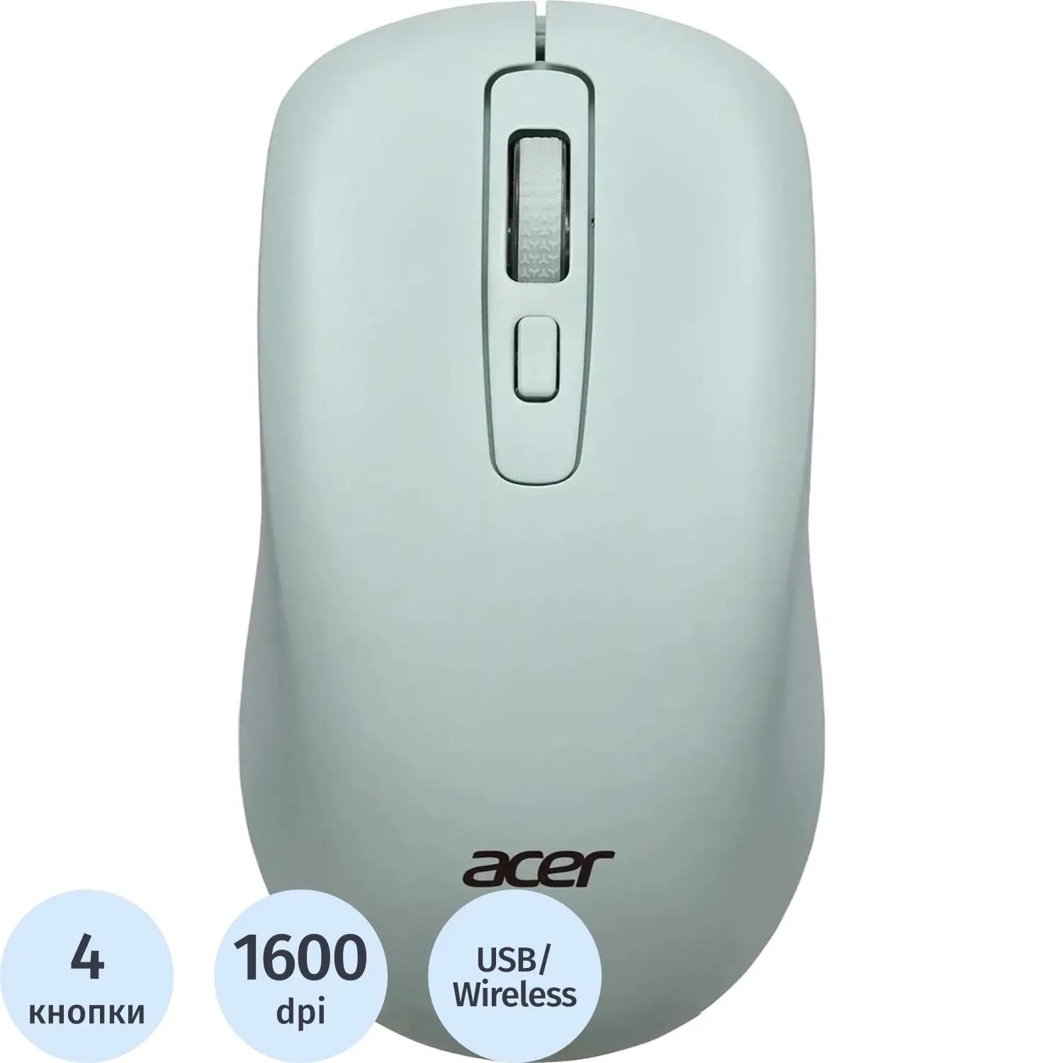 Мышь компьютерная Acer OMR309 зел. оптич. 1600dpi USB 4but (ZL. MCECC.030)