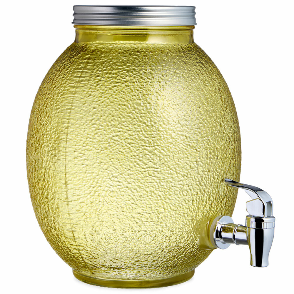 Диспенсер для напитков 4 л "Lemon", стекло, желтый, с краном, 22х23 см