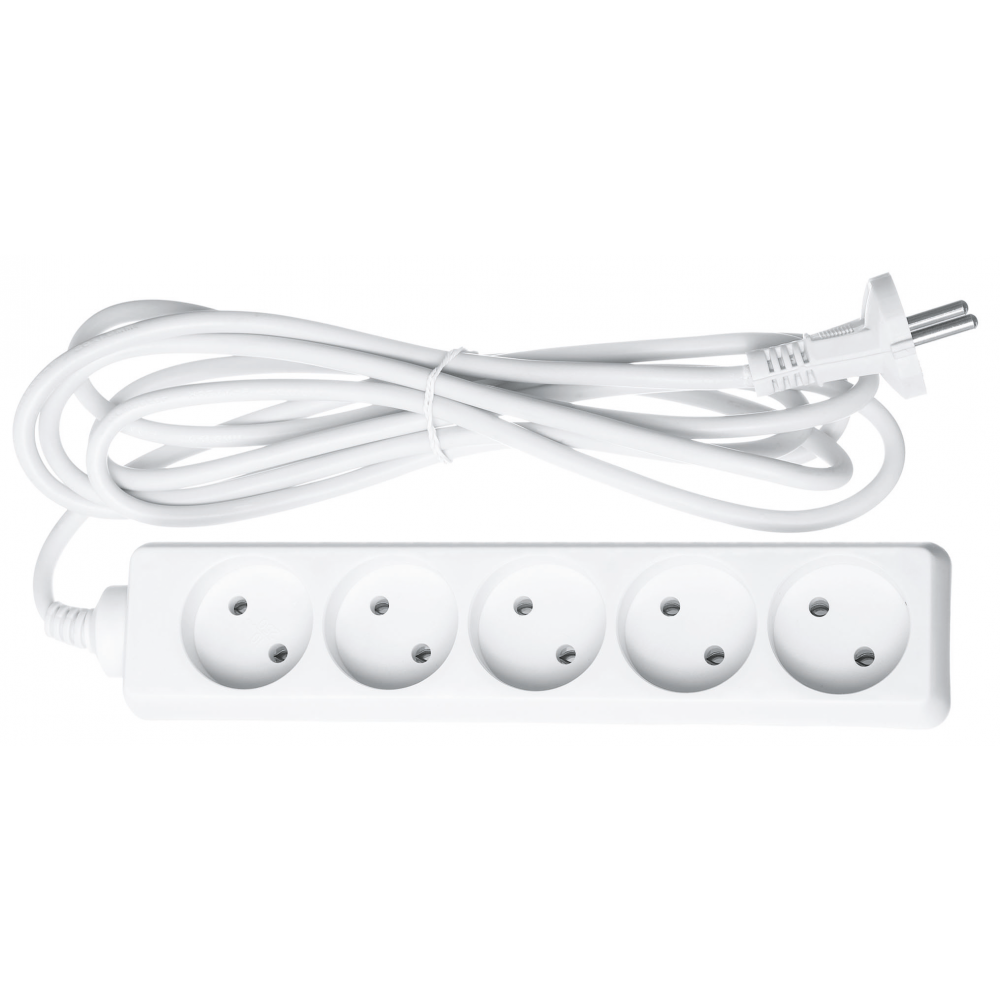 Удлинитель 5МЕСТНЫЙ 3М ПВС 2Х1.0 NPE-S-05-300-X Б/З 16А 61311 NAVIGATOR