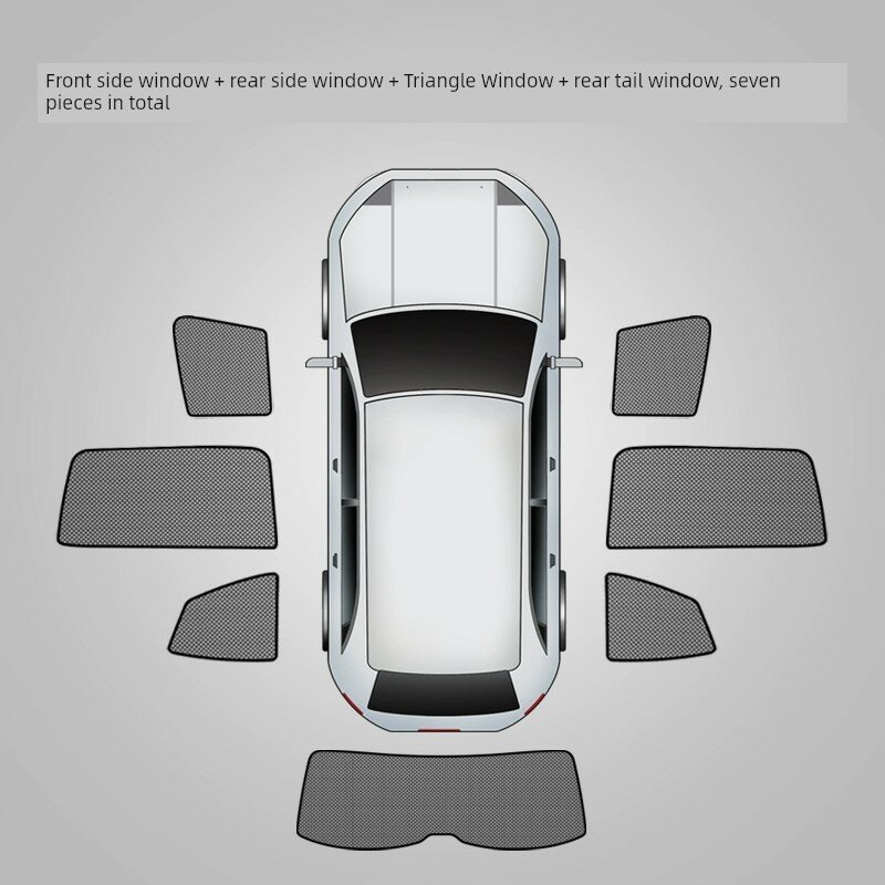 Fortuner 2008-2015 Набор из 7 солнцезащитных шторок: передние боковые, задние боковые, треугольные, заднее окно для