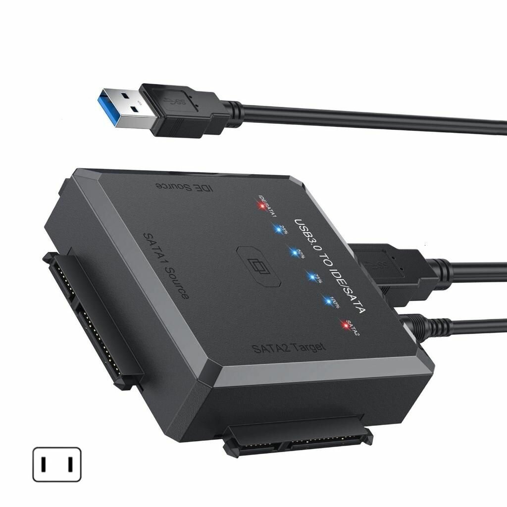 Многофункциональный адаптер интерфейсов жесткого диска, USB -SATAS/IDE за 2,5 "/3,5 дюйма с одним прикосновением, резервным, адаптированием мощности адаптируется, Правила США