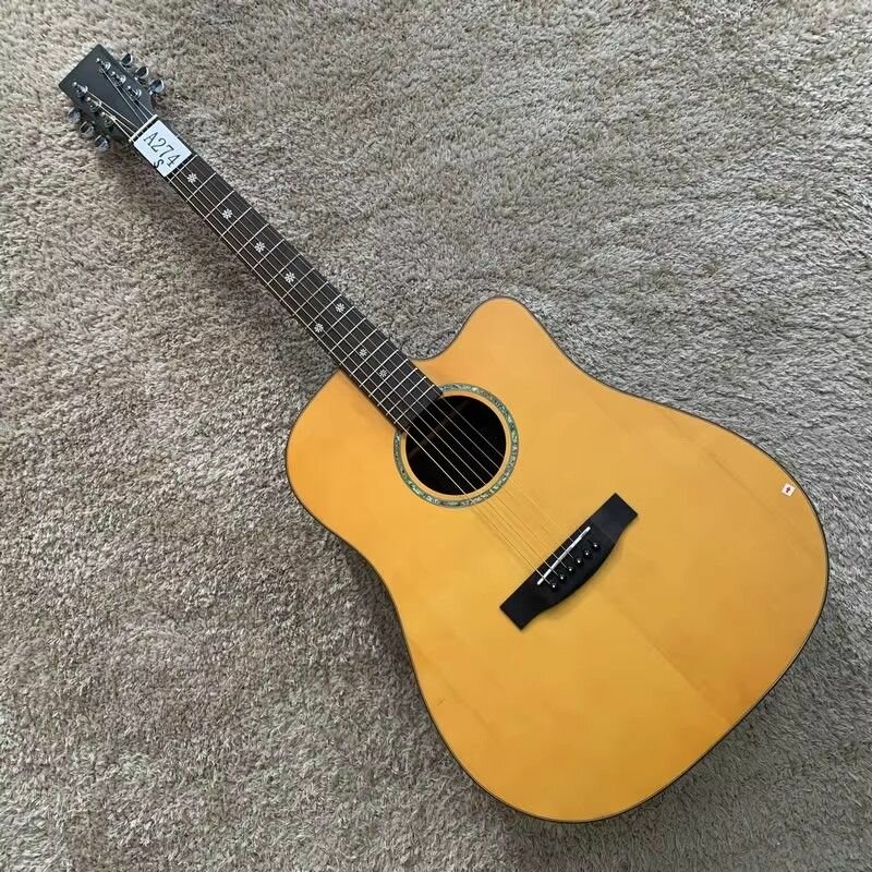 Акустическая гитара, 41 дюйм, ель, палисандр, топ из массива, для начинающих, винтажный желтый, незначительные дефекты.