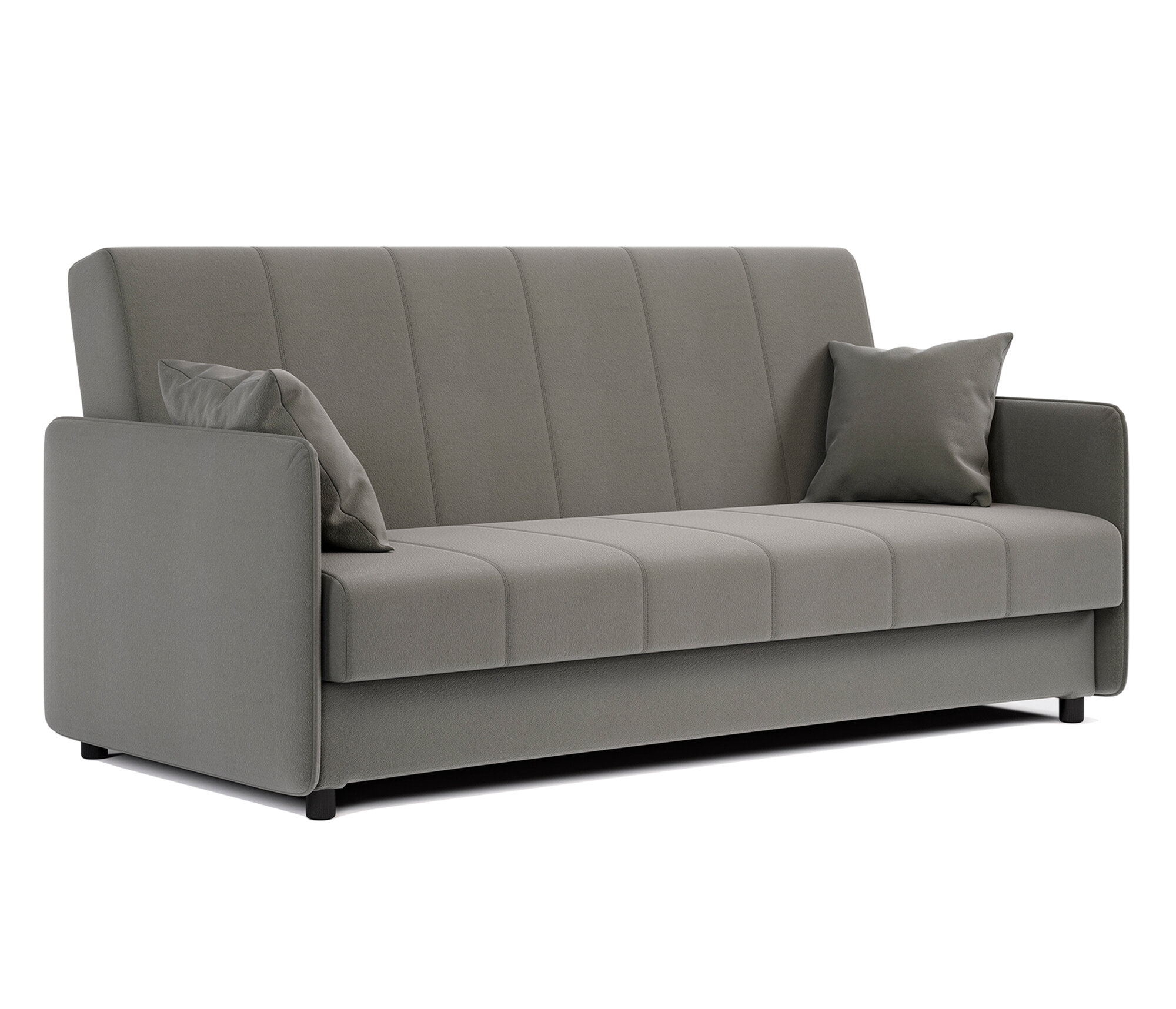 Диван-книжка Стиль140х190 см, прямой, раскладной, с подушками, велюр серый