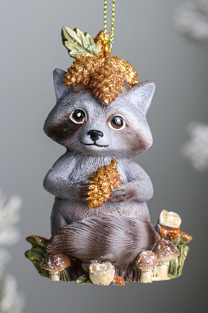 Ёлочная игрушка енотик лапочка, полистоун, 9 см, Курт С. Адлер (Kurt S. Adler) D4547-1