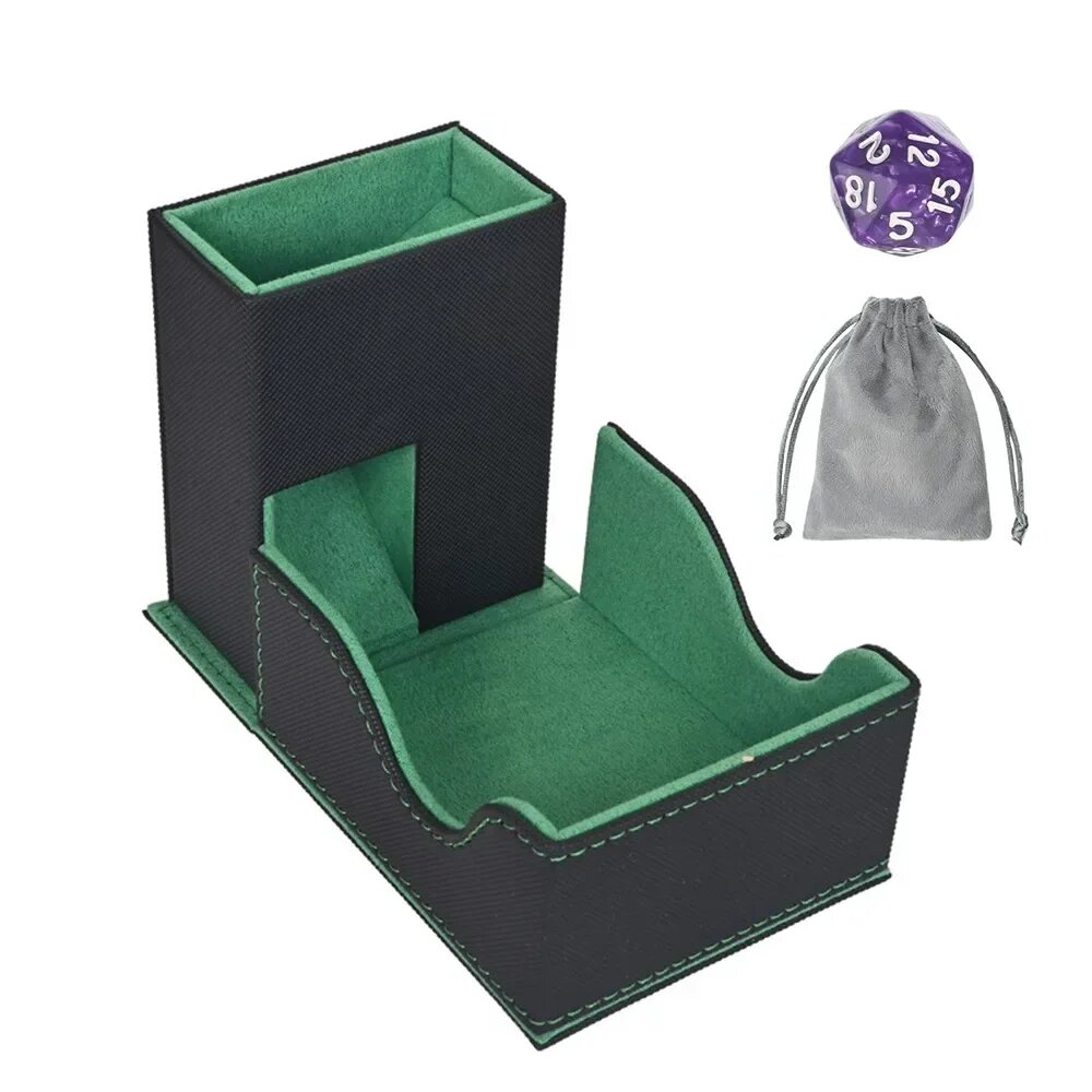 Складная роликовая башня для игральных костей из искусственной кожи Изумрудный, Green