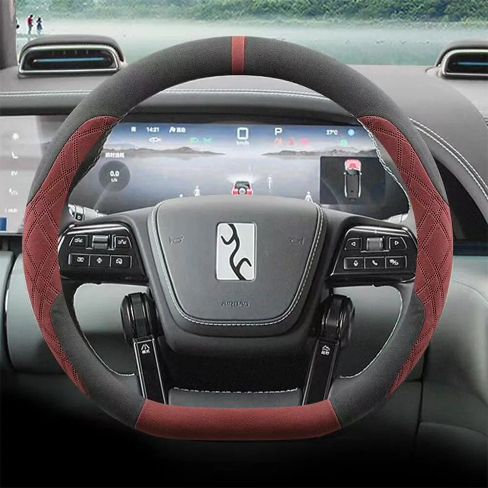 Для BYD U8 YangWang U8 2023-2024: Аксессуары, чехол на руль из замши, противоскользящий декоративный защитный чехол для интерьера автомобиля