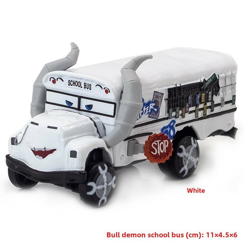 Модель машины из металла Racing Car Total Moving Alloy Crazy Maisi Max Bull Demon King School Bus для детей в подарок (школа-автобус Bull Demon King белый)